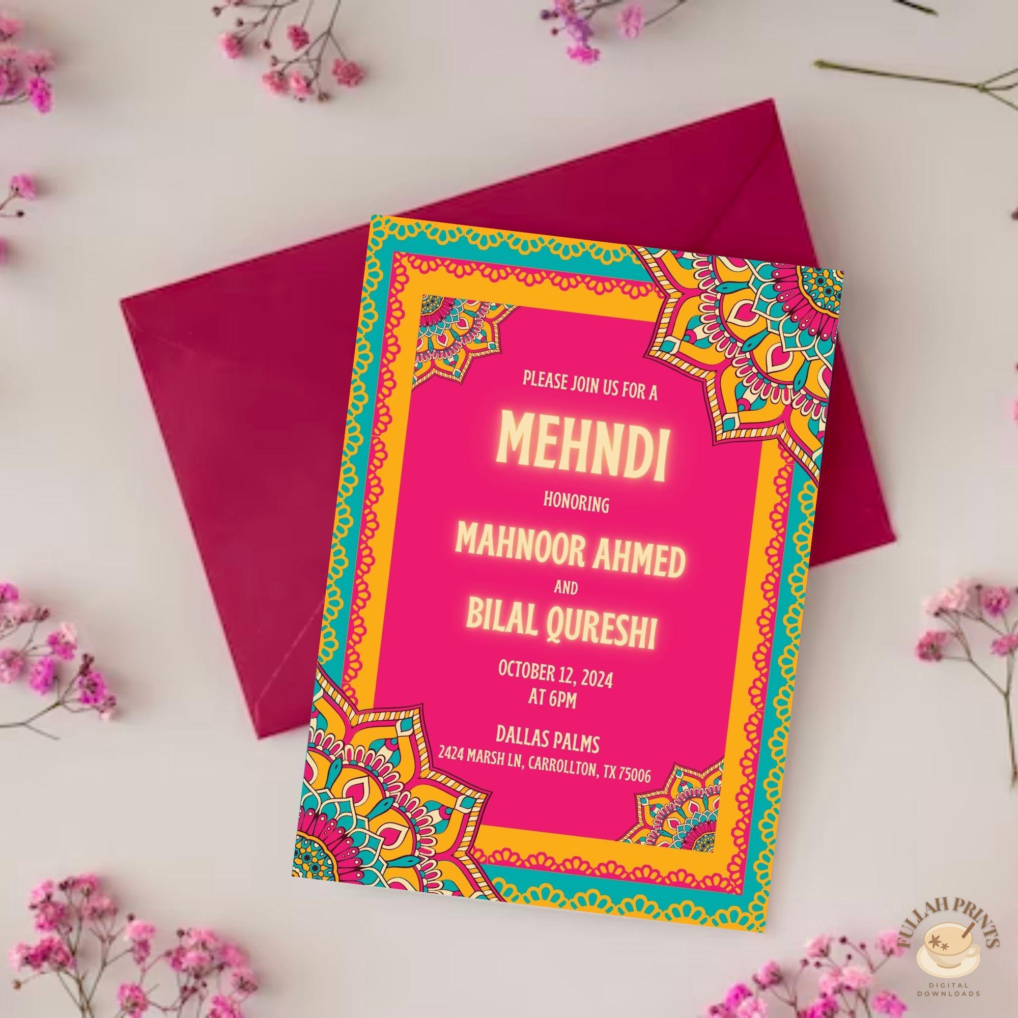 Colorful Mandala Mehndi Invitation, Mehndi Invite Template, Dholki ...