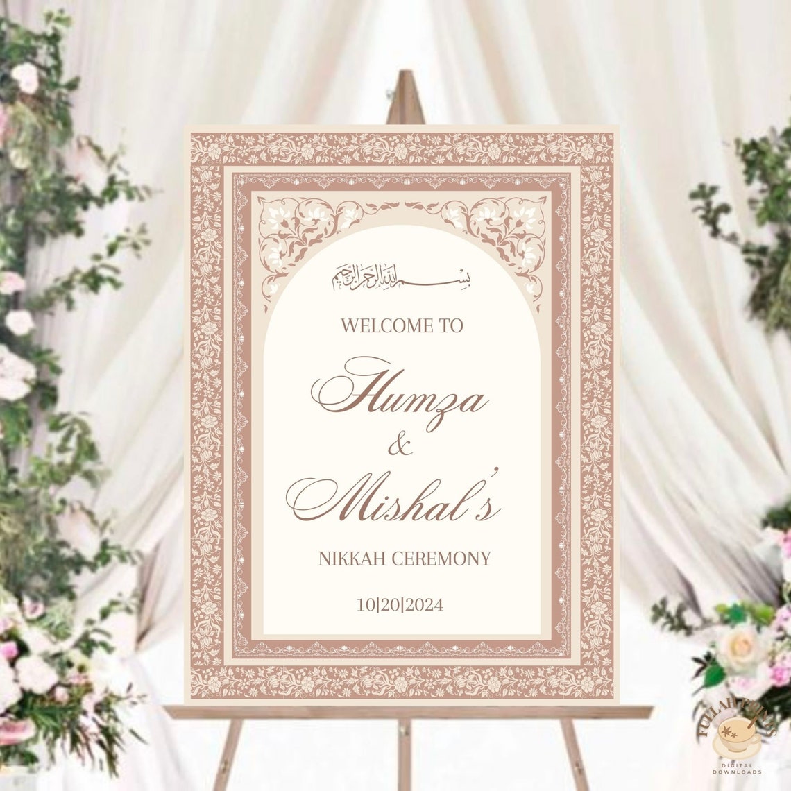 Elegant and Luxurious Nikkah Welcome Sign, Neutral Nikkah Sign, Nikkah ...