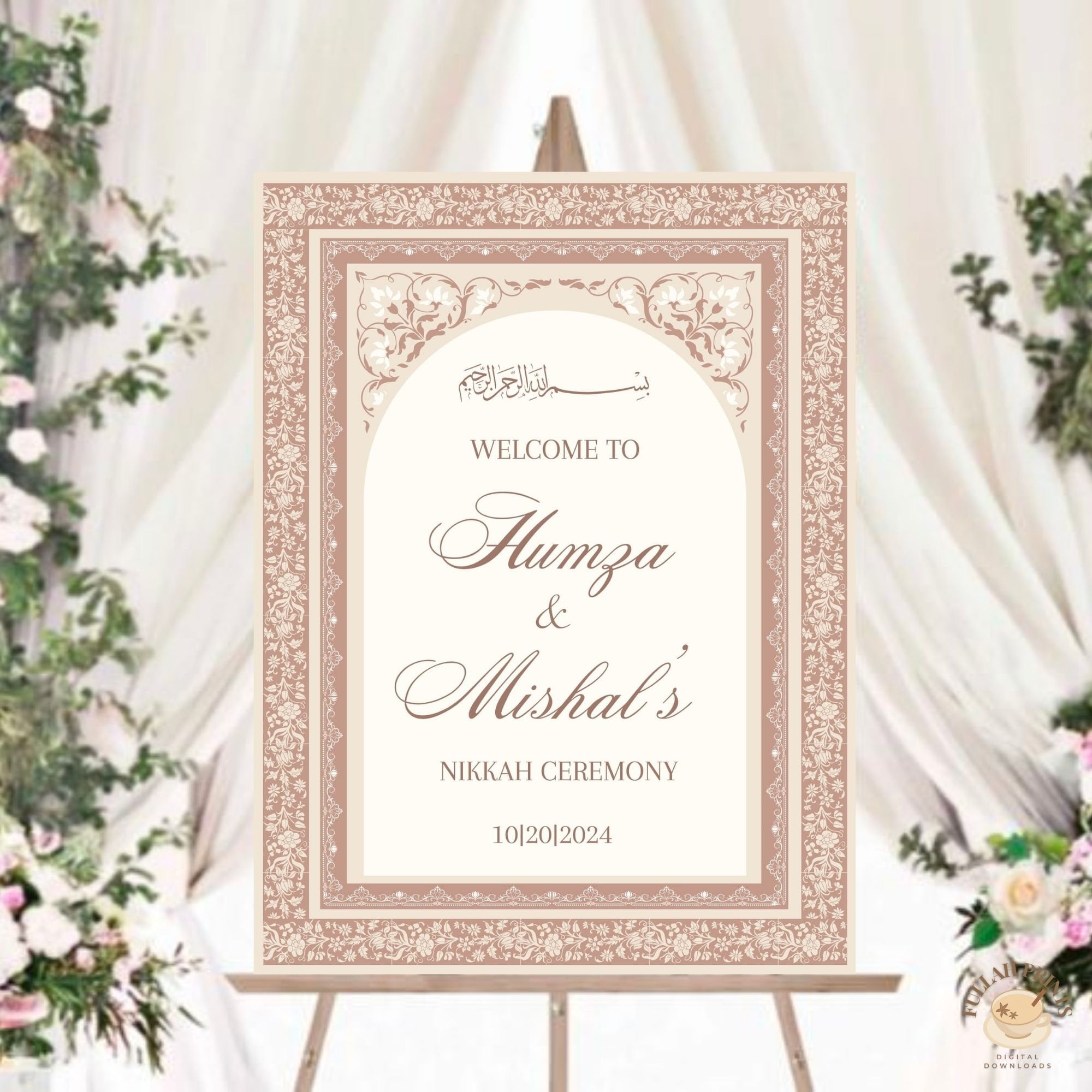 Elegant and Luxurious Nikkah Welcome Sign, Neutral Nikkah Sign, Nikkah ...