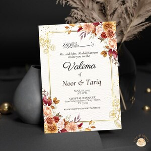 Floral Valima Invitation, Floral and Gold Valima Invite Template ...