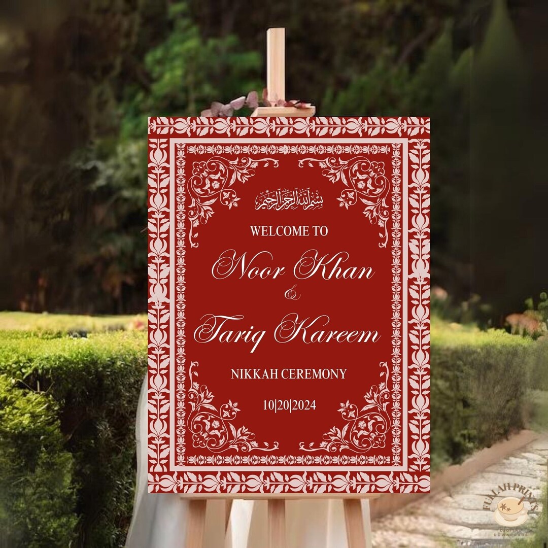 Red Elegant Nikkah Welcome Sign, Traditional Nikkah Sign, Nikkah ...