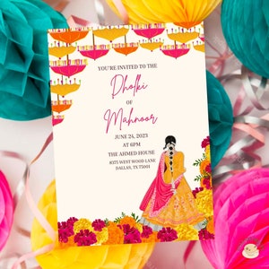 Dholki Invitation Template, Mayoun Invite, Dholki Invitation With Hand ...