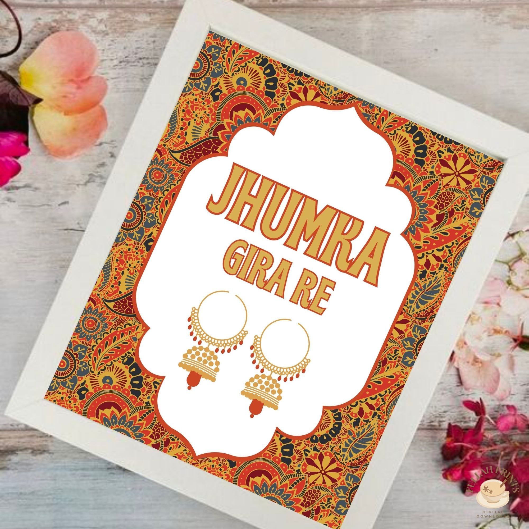 Jhumka Gira Re Sign, Mehndi Table Decor, Dholki Table Decor, Jhumka Bar ...