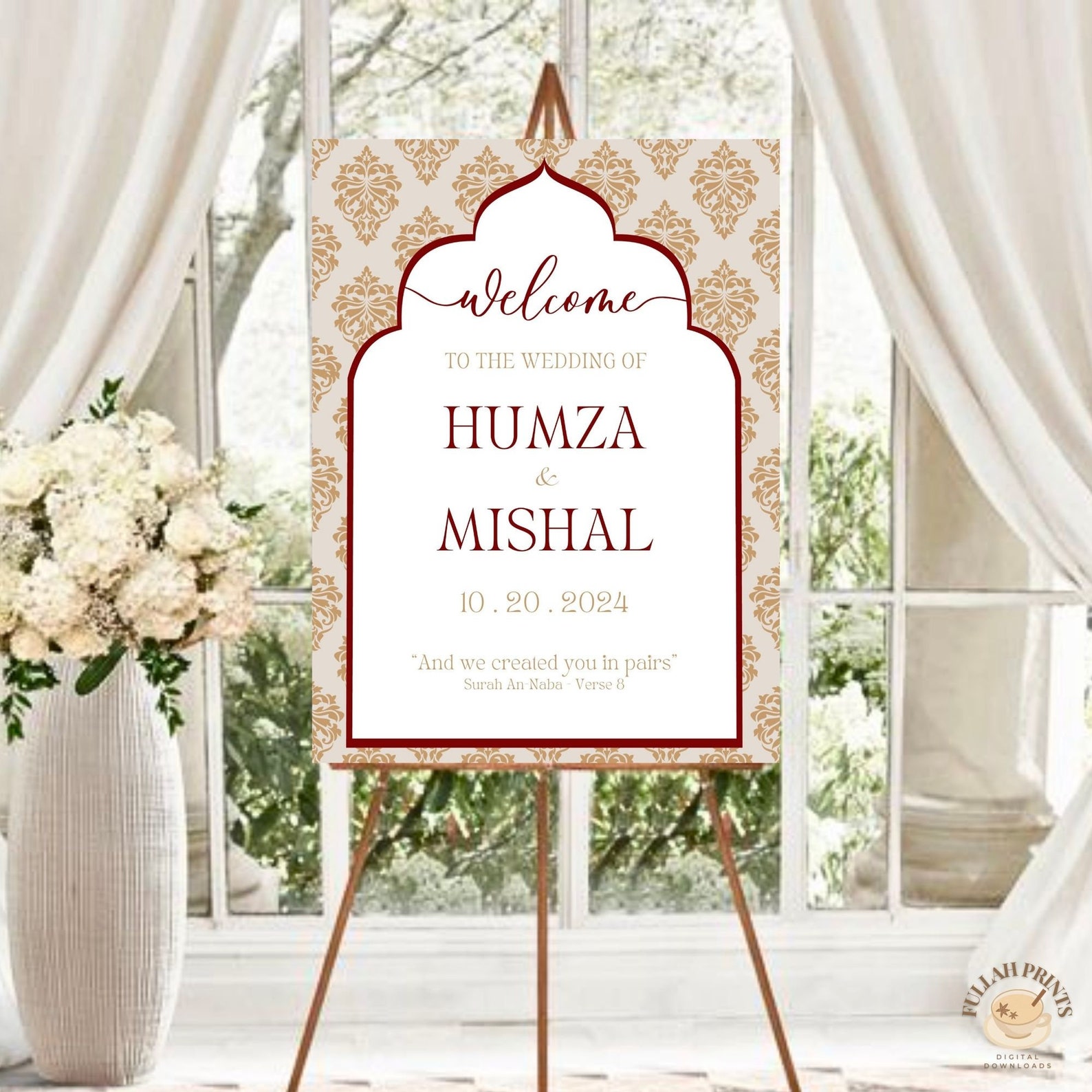 Elegant Islamic Welcome Sign, Nikkah Welcome Sign, Traditional Islamic ...