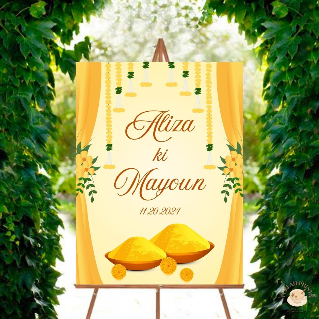 Yellow Mayoun Welcome Sign, Dholki Welcome Sign, Dholki Sign, Mayoun ...