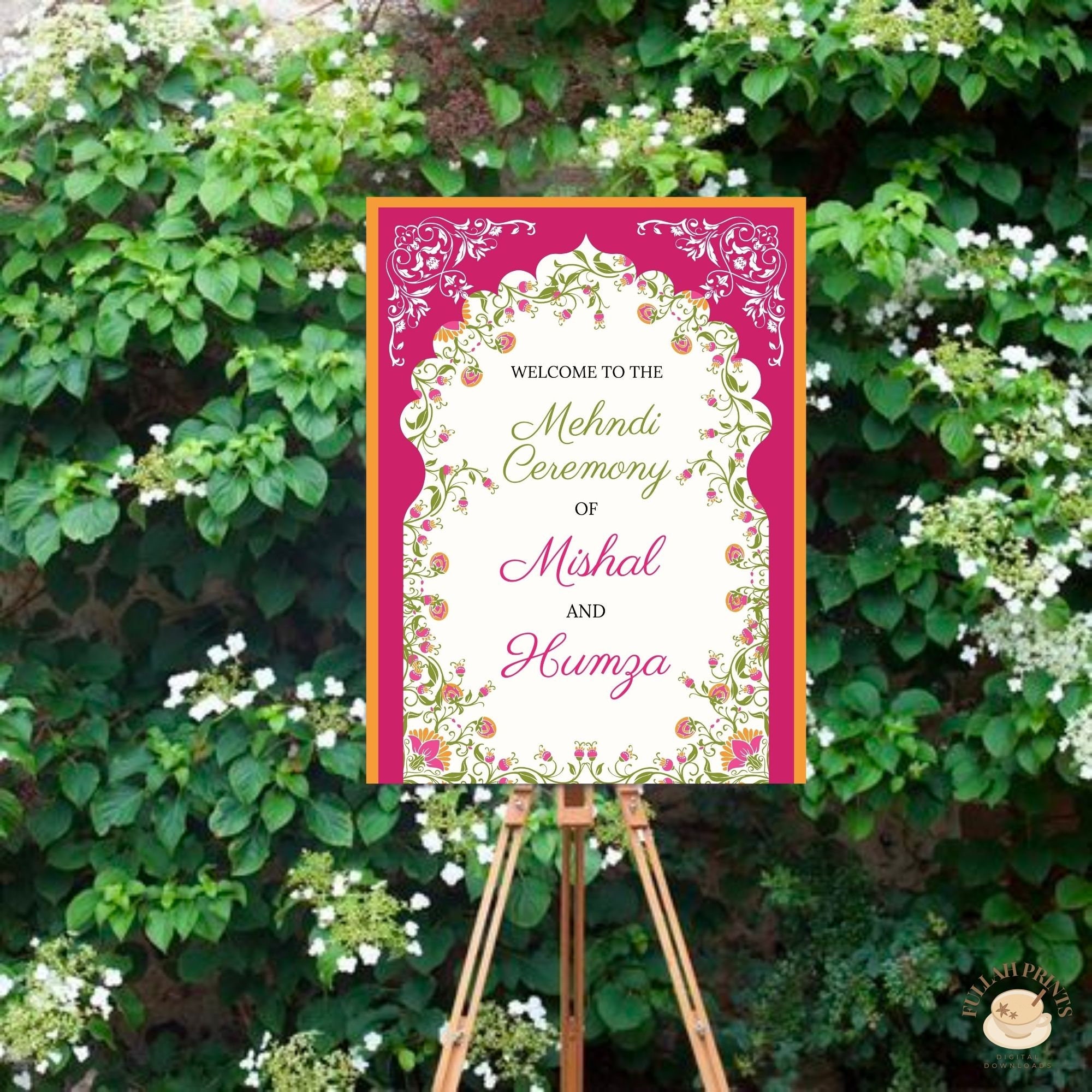 Arch Mehndi Sign, Floral Mehndi Welcome Sign, Dholki Sign, Mayoun Sign ...