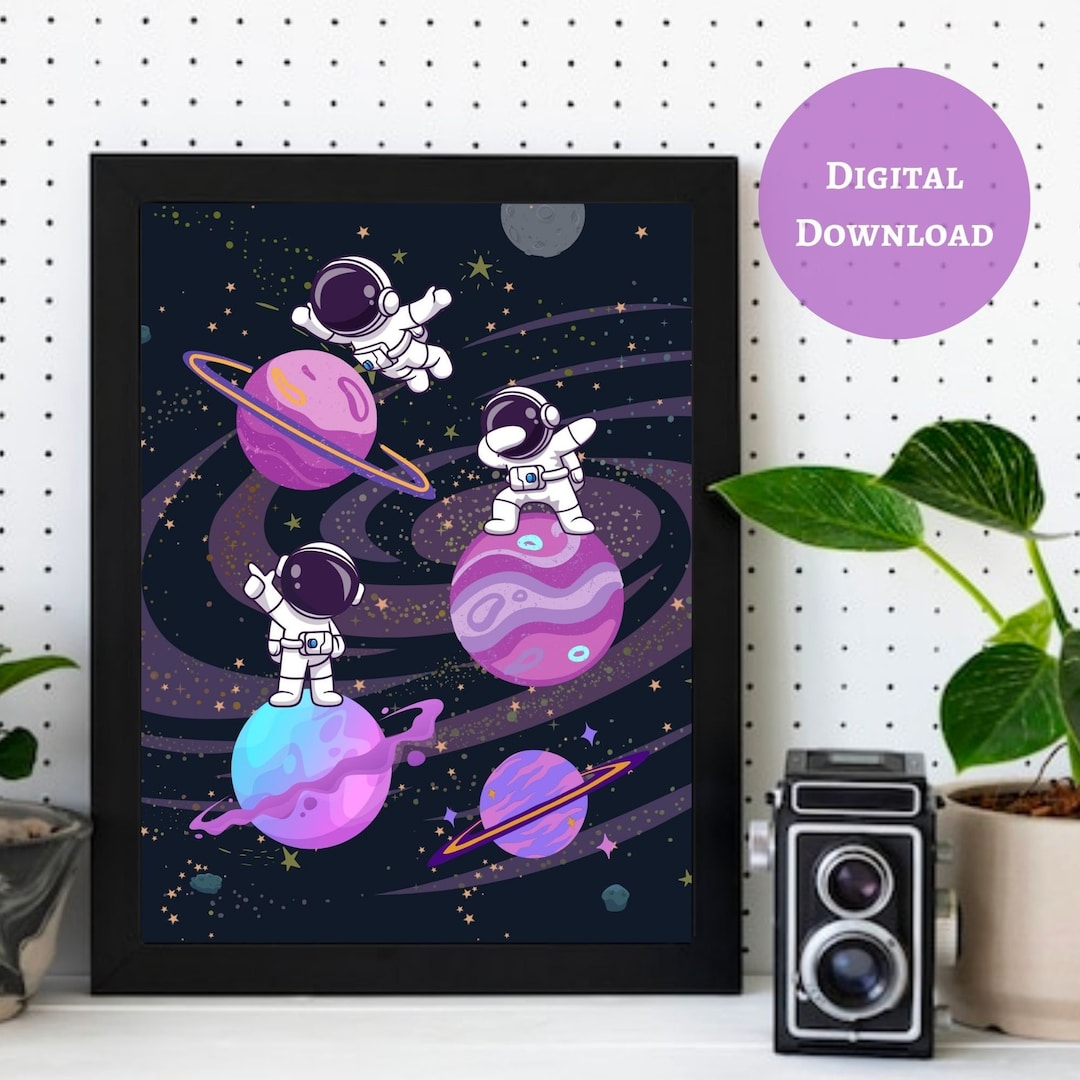Space Print, Astronaut Digital Print, Galaxy Digital Print, Outer Space ...
