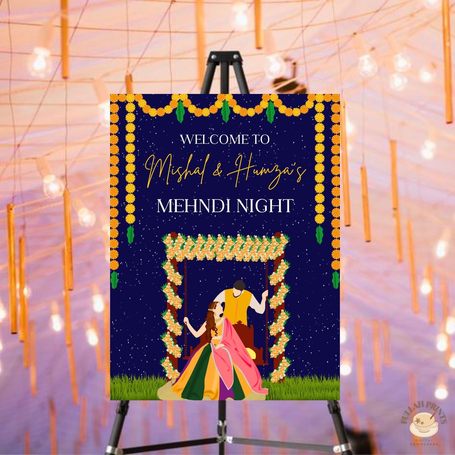 Outdoor Mehndi Night Welcome Sign, Mayoun Sign, Desi Couple, Haldi ...