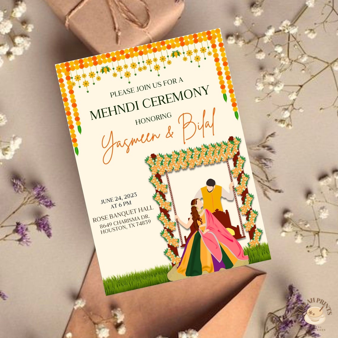 Traditional Mehndi Invitation: Outdoor Henna Invite (digital Download ...
