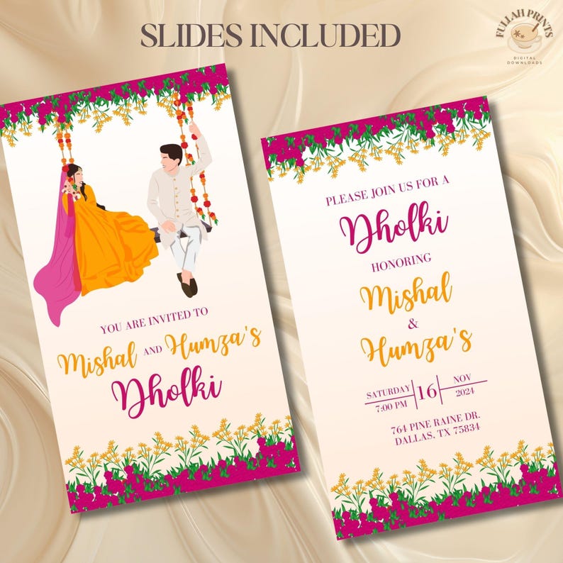 Dholki Video Invitation, Animated Colorful Floral Dholki Video ...