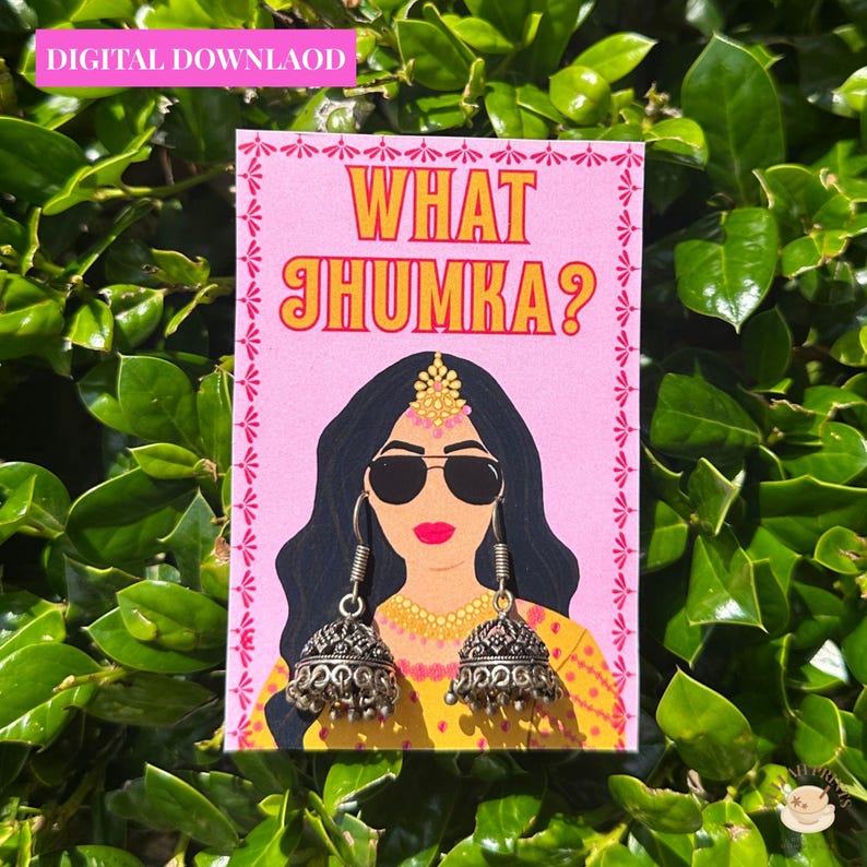 Jhumka Earring Favor Cards: Mehndi Bazaar Decor (digital Download) - Etsy