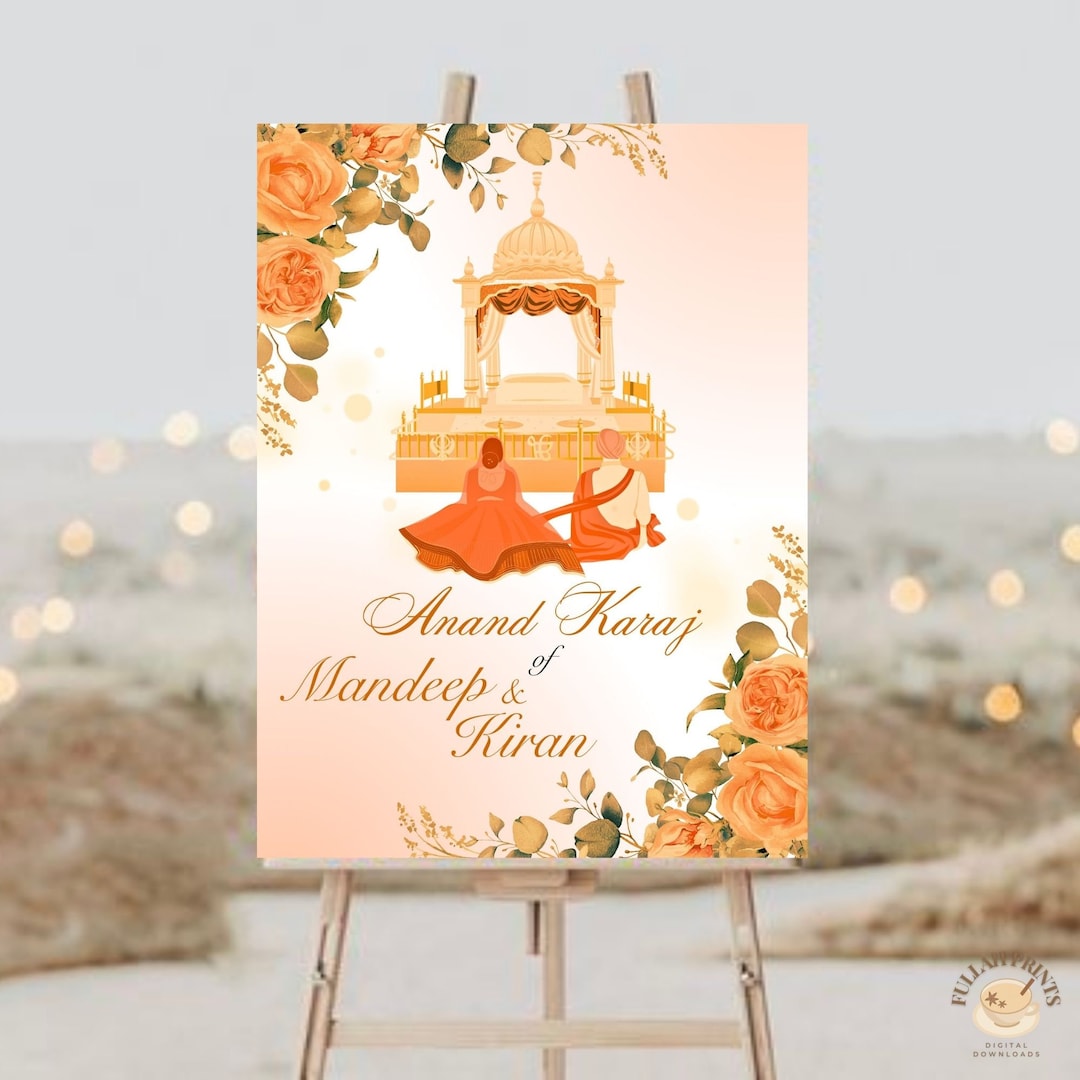 Anand Karaj Welcome Sign, Sikh Wedding Decor (printable File) - Etsy