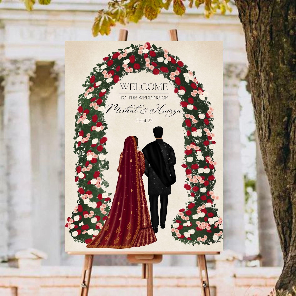 Elegant Rose Arch Wedding Welcome Sign: Islamic & Nikkah, Shaadi ...