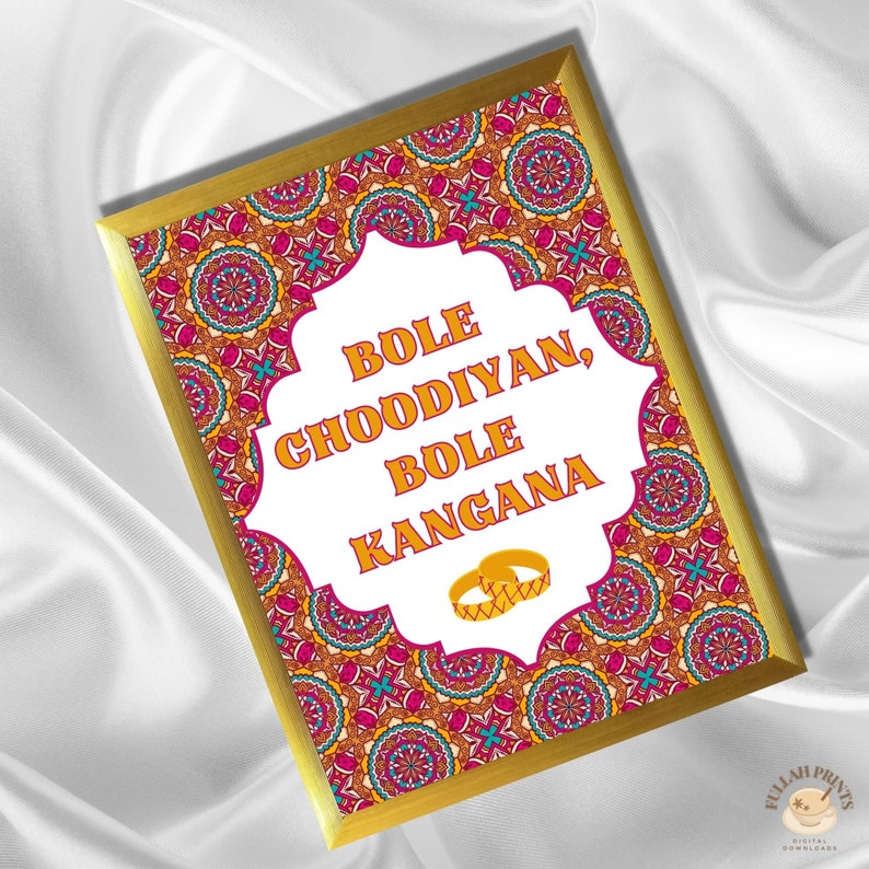 Bole Choodiyan Bole Kangana Sign, Mehndi Table Decor, Dholki Table ...