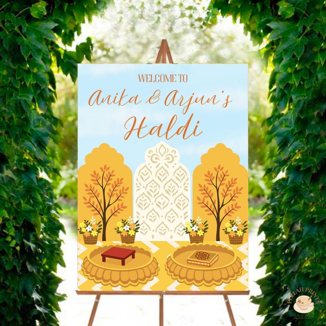 Haldi Ceremony Welcome Sign: Indian Wedding Decor (printable PDF File ...