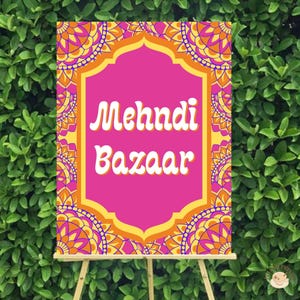 Mehndi Bazaar Sign, Mehndi Sign, Mehndi Party Favor Sign, Dholki Party Favor Sign, Mehndi Bazaar ...