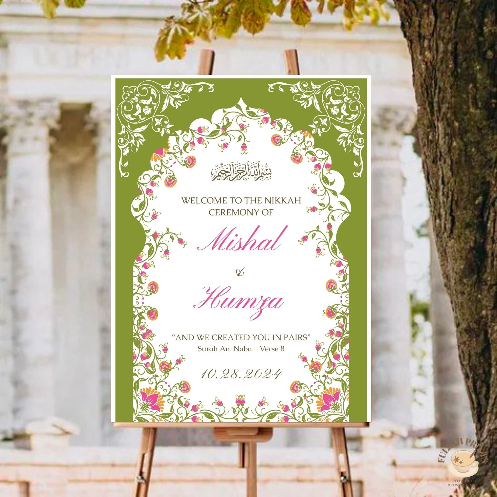 Arch Nikkah Sign, Floral Nikkah Welcome Sign, Islamic Welcome Sign ...