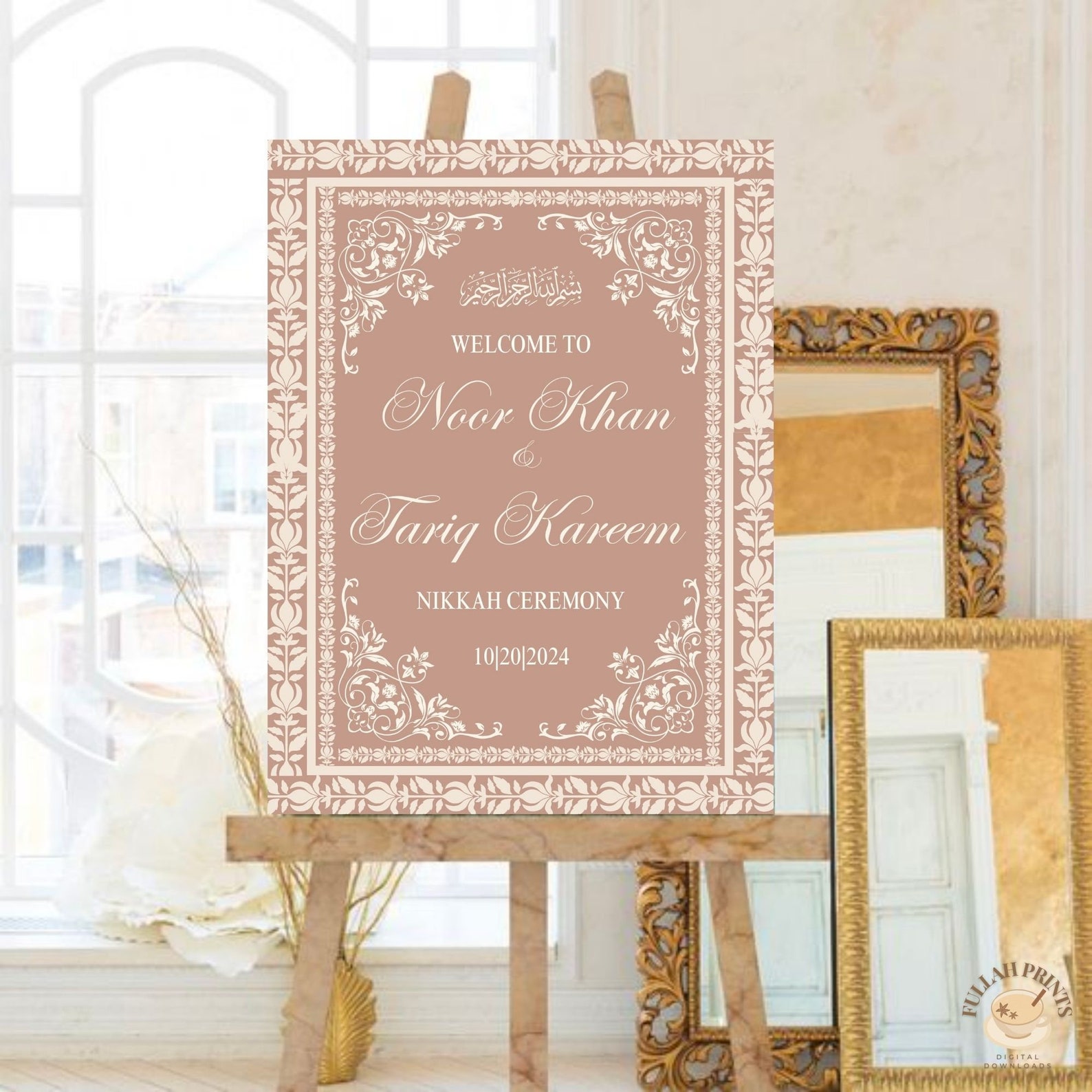 Beige and Cream Elegant Nikkah Welcome Sign, Neutral Nikkah Sign ...