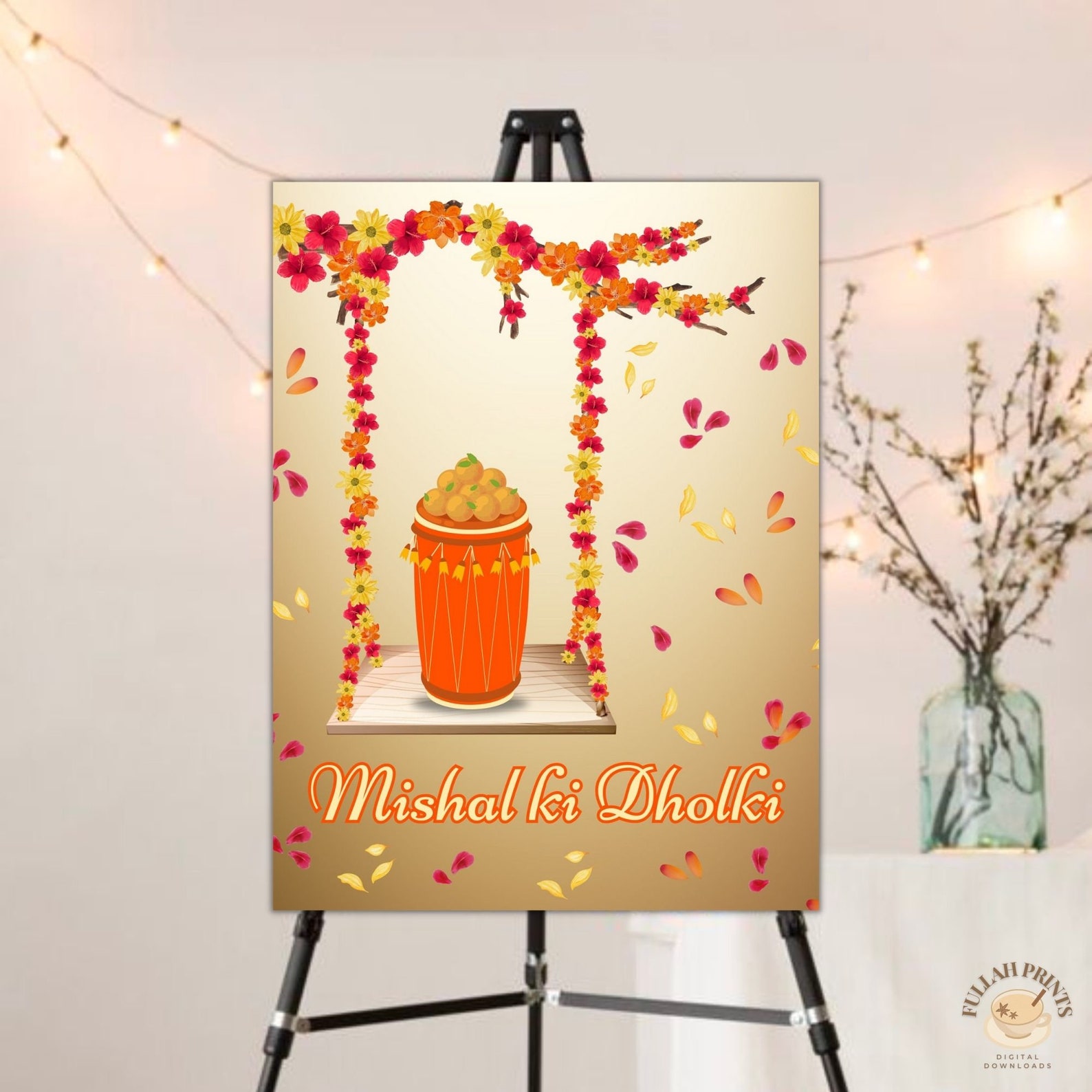 Flower Swing Set Dholki Sign, Dholki Sign, Dholki Welcome Sign, Dholki ...