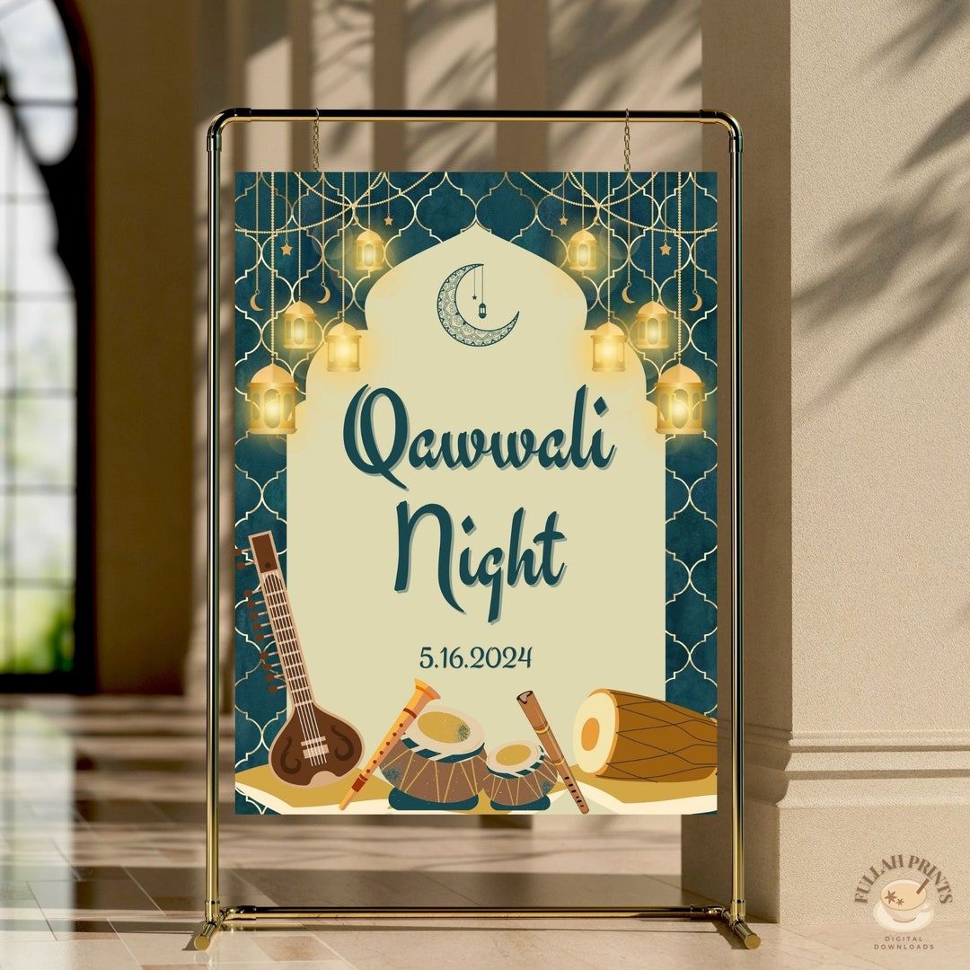Qawwali Night Welcome Sign Pakistani Indian Party Decor Digital