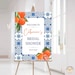 Blue Tile and Oranges Bridal Shower Sign, Positano Blue Tiles ...