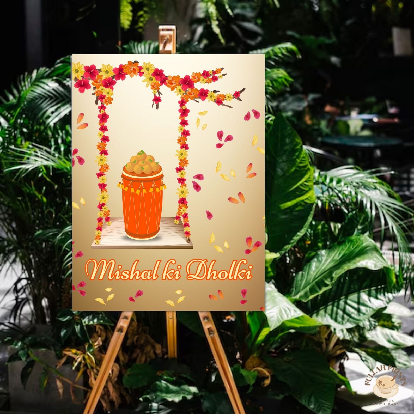 Flower Swing Set Dholki Sign, Dholki Sign, Dholki Welcome Sign, Dholki ...