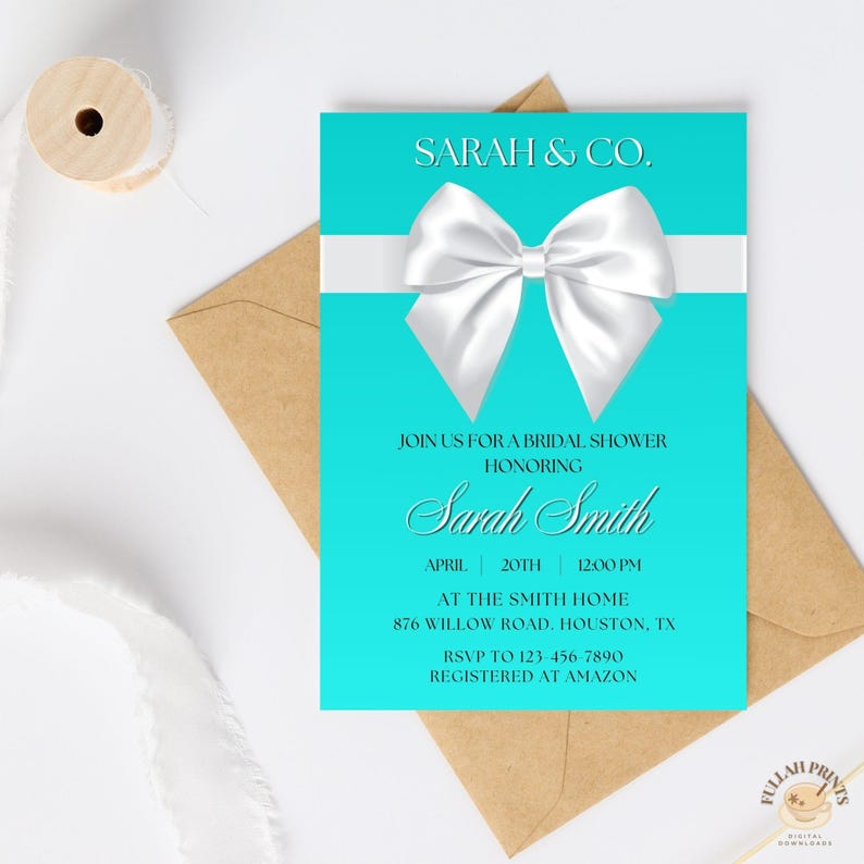 Tiffany and Co. Inspired Bridal Shower Invite, Breakfast at Tiffanys ...