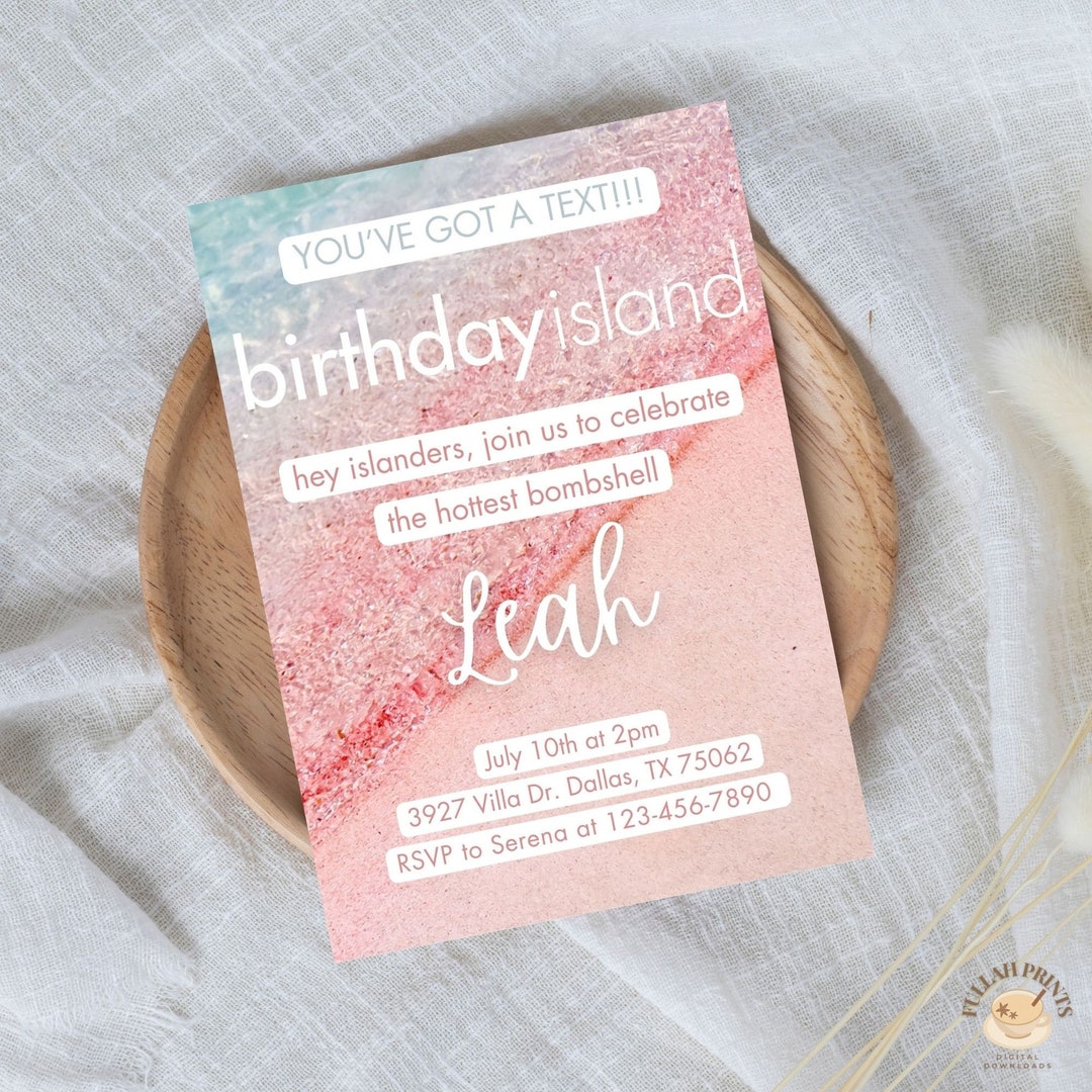 Love Island Themed Birthday Party Invite, Birthdayisland Invite, Love ...