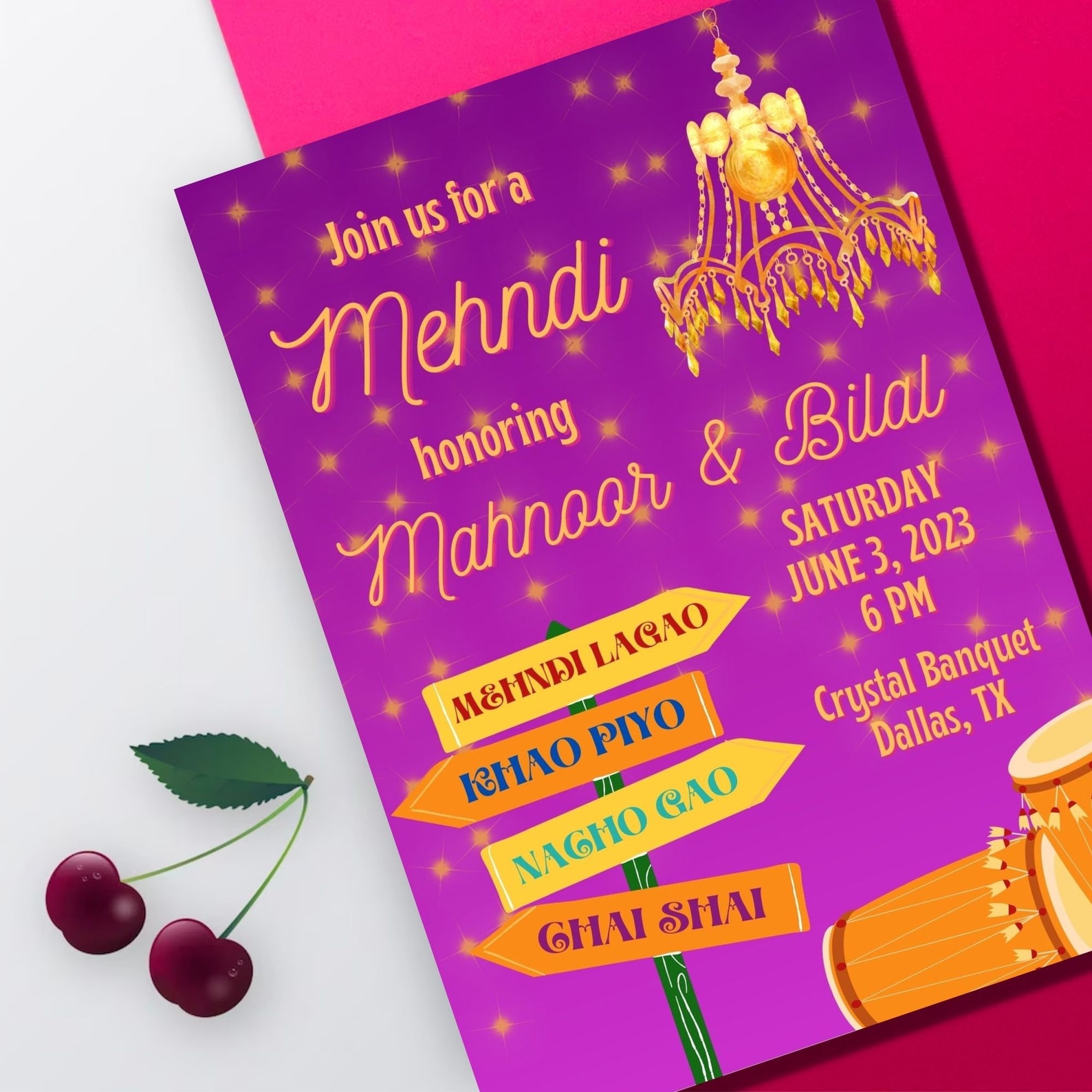 Bright and Colorful Mehndi Invitation, Digital Mehndi Invitation ...