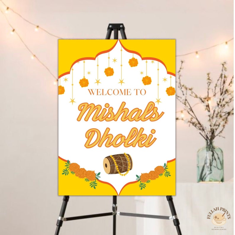Dholki Welcome Sign Marigold Dholki Welcome Sign Dholki - Etsy