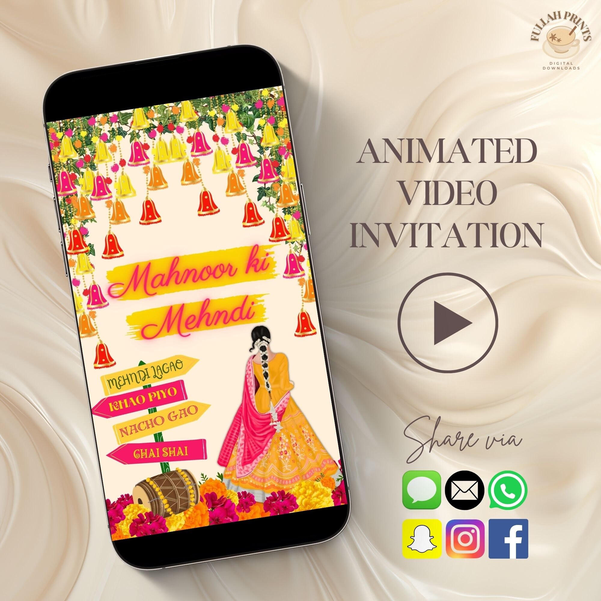 Mehndi Video Invitation, Animated Colorful Floral Mehndi Video ...