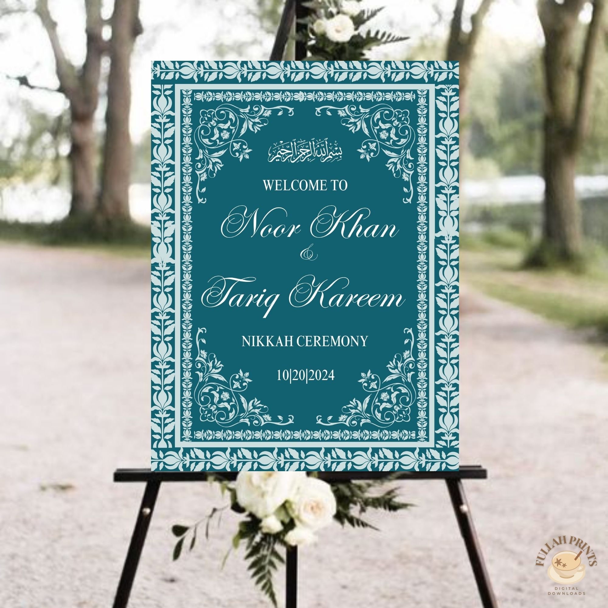 Turquoise Elegant Nikkah Welcome Sign, Traditional Nikkah Sign, Nikkah ...