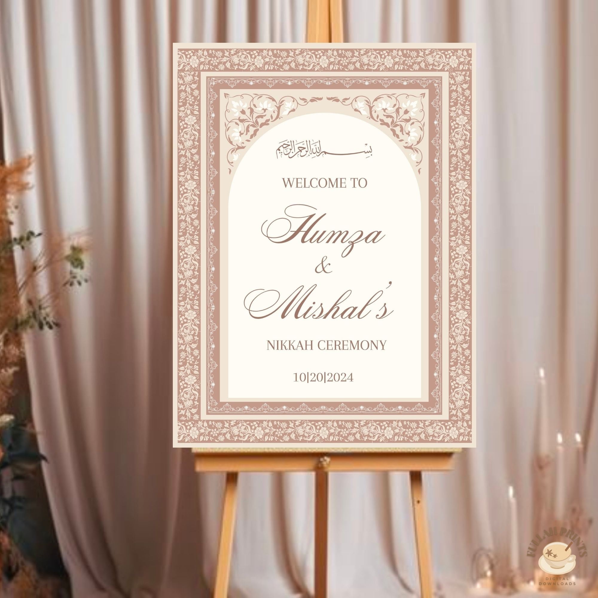 Elegant and Luxurious Nikkah Welcome Sign, Neutral Nikkah Sign, Nikkah ...