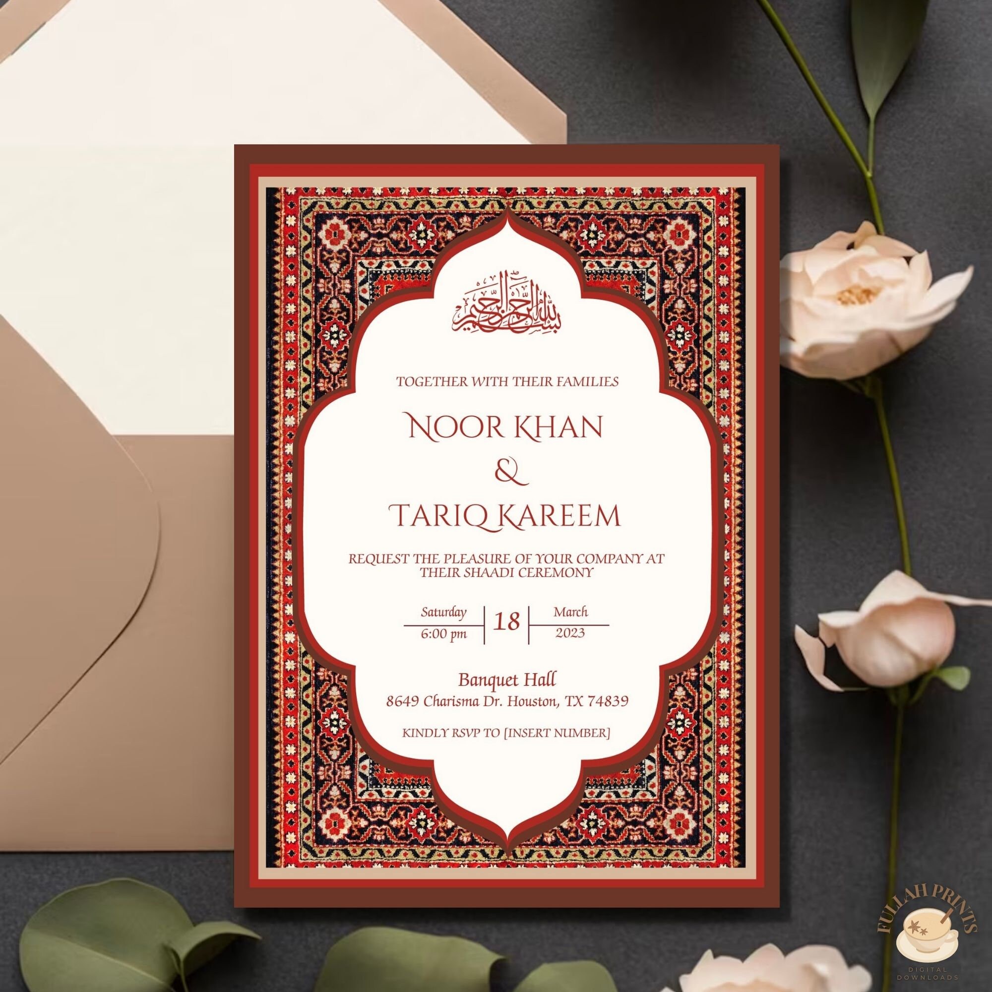 Traditional Islamic Wedding Invitation Shaadi Invitation - Etsy Australia