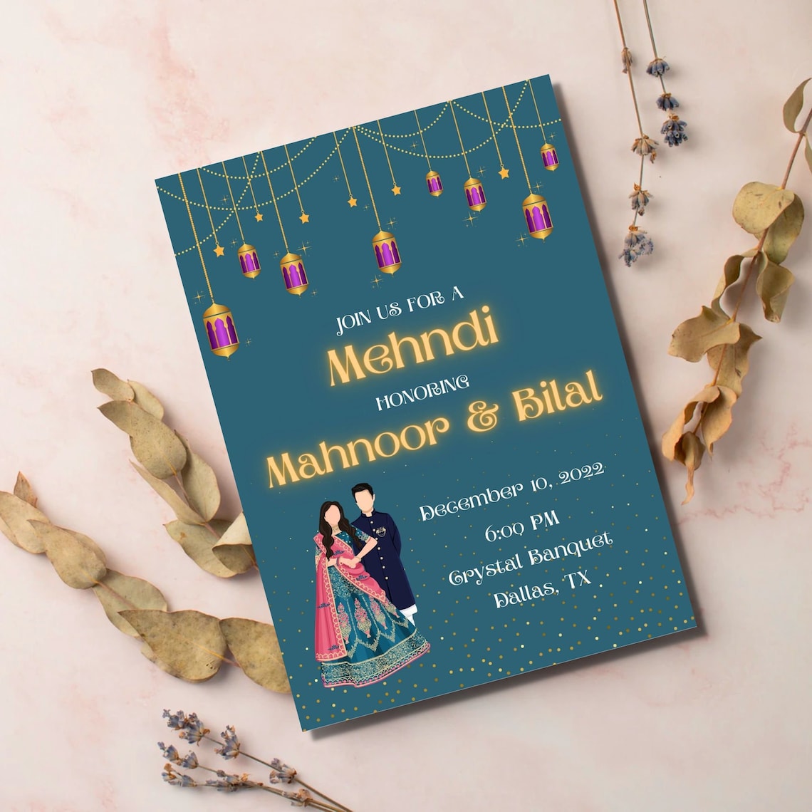 Editable Mehndi Invitation, Mehndi Invitation Template, Turquoise ...