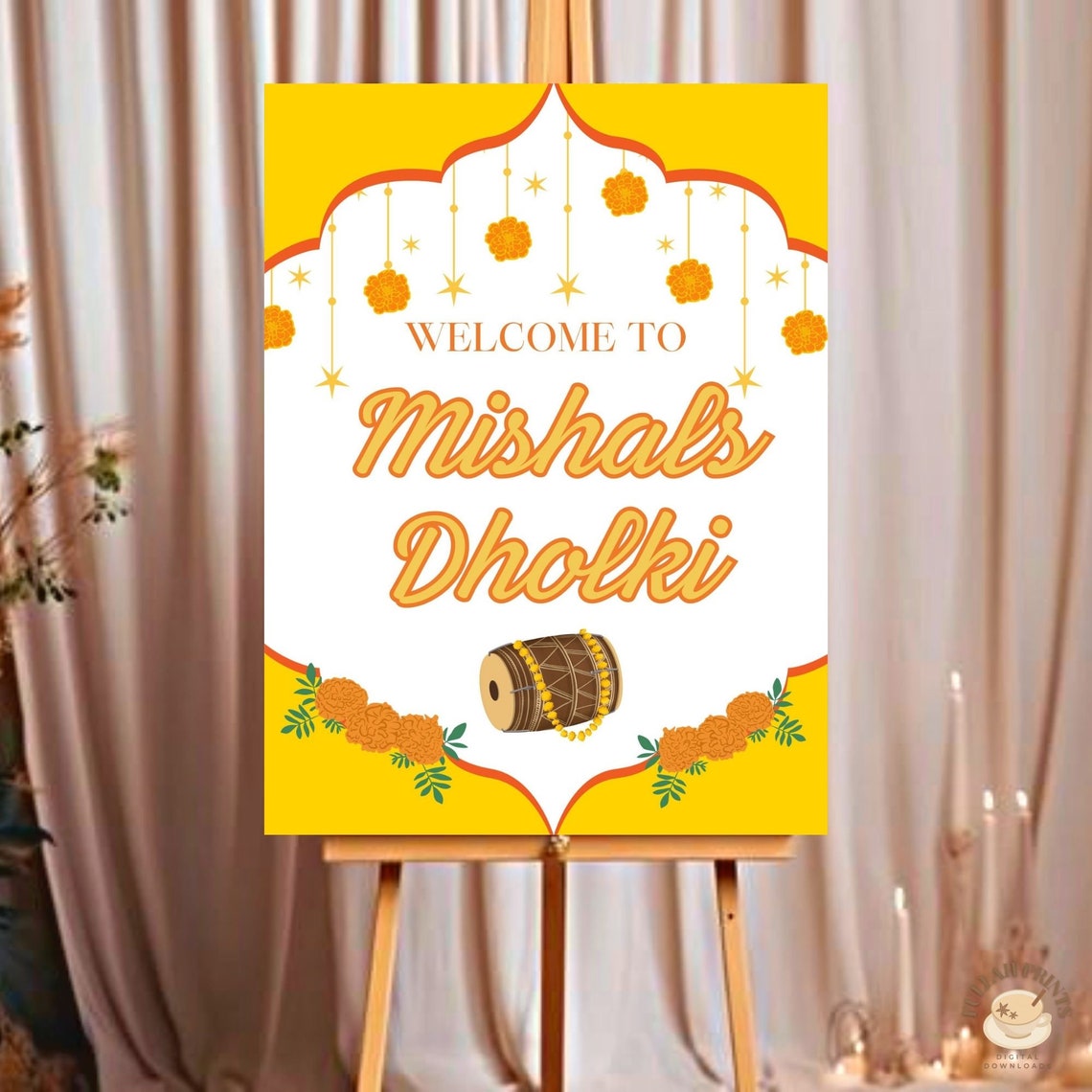 Dholki Welcome Sign Marigold Dholki Welcome Sign Dholki - Etsy