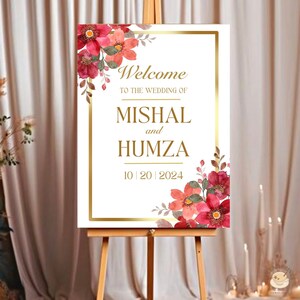 Floral Wedding Welcome Sign, Nikkah Welcome Sign Poster, Nikkah and ...