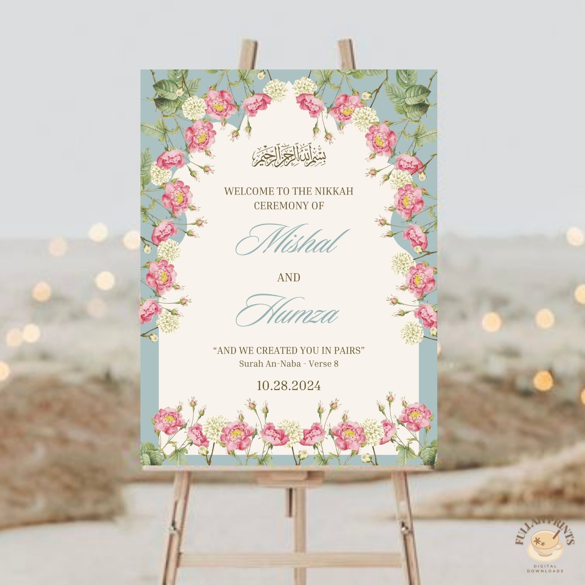 Floral Nikkah Welcome Sign, Islamic Welcome Sign, Islamic Wedding Sign ...
