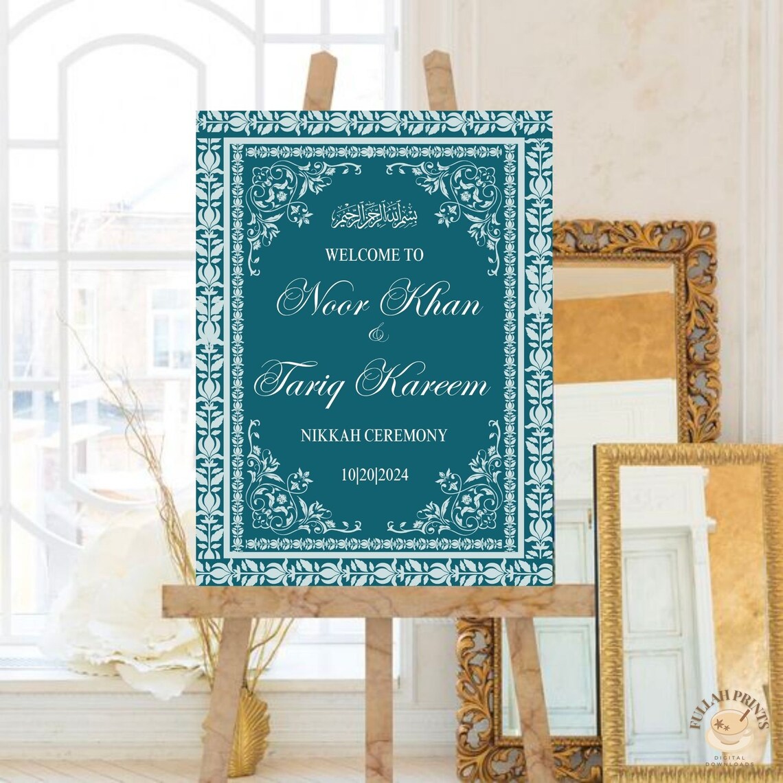 Turquoise Nikkah Welcome Sign: Elegant Islamic Wedding (printable File ...