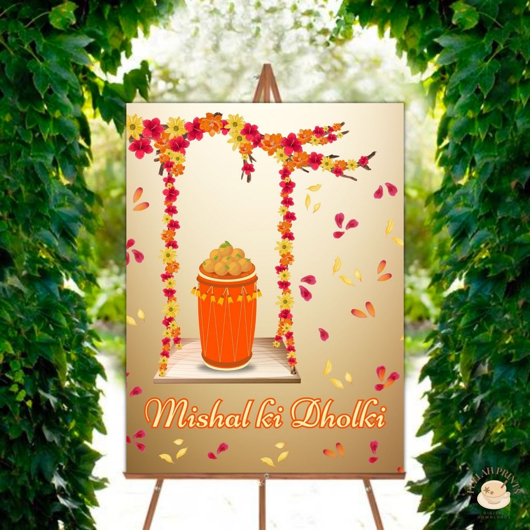 Flower Swing Set Dholki Sign, Dholki Sign, Dholki Welcome Sign, Dholki ...