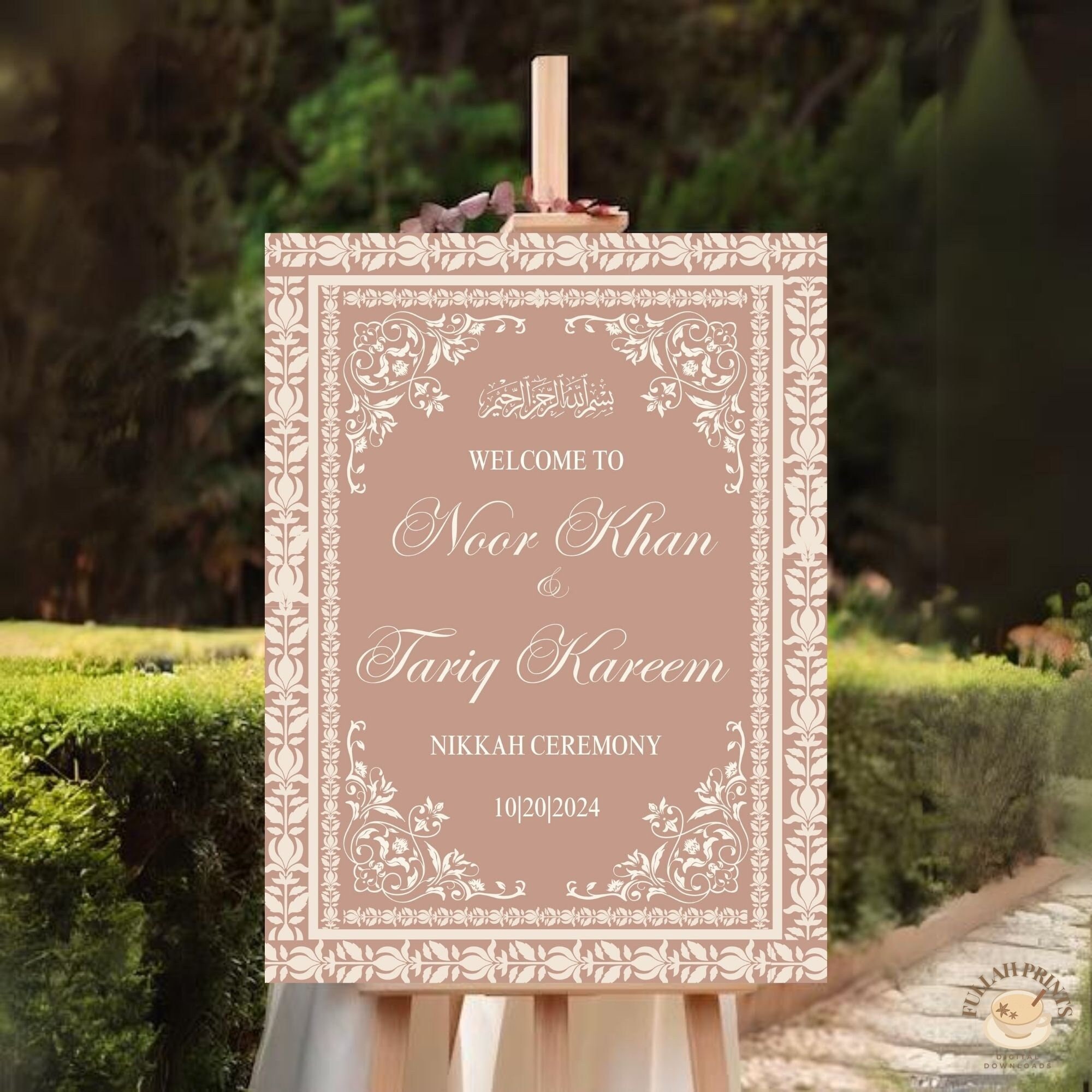 Beige and Cream Elegant Nikkah Welcome Sign, Neutral Nikkah Sign ...