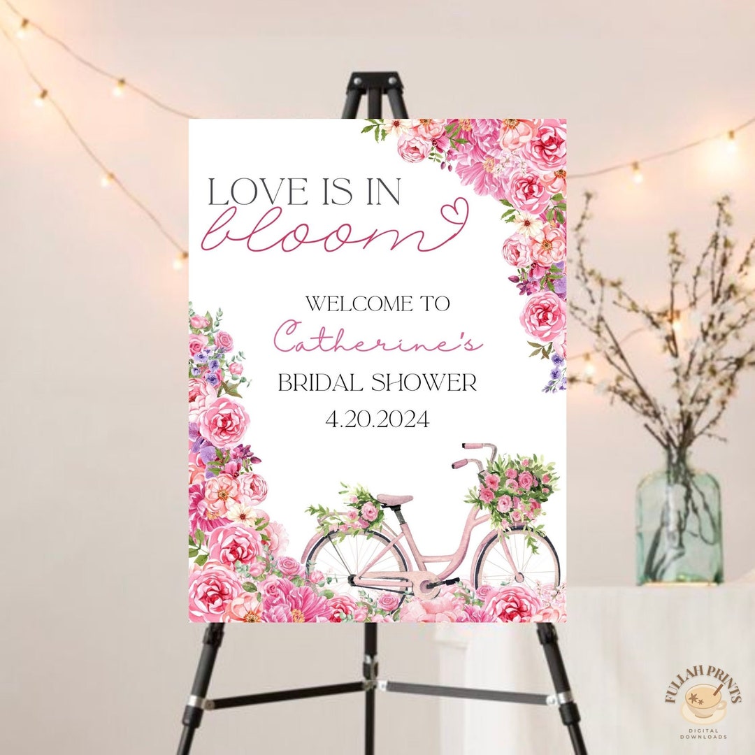 Love is in Bloom Sign, Bridal Shower Sign, Floral Bridal Shower Sign ...