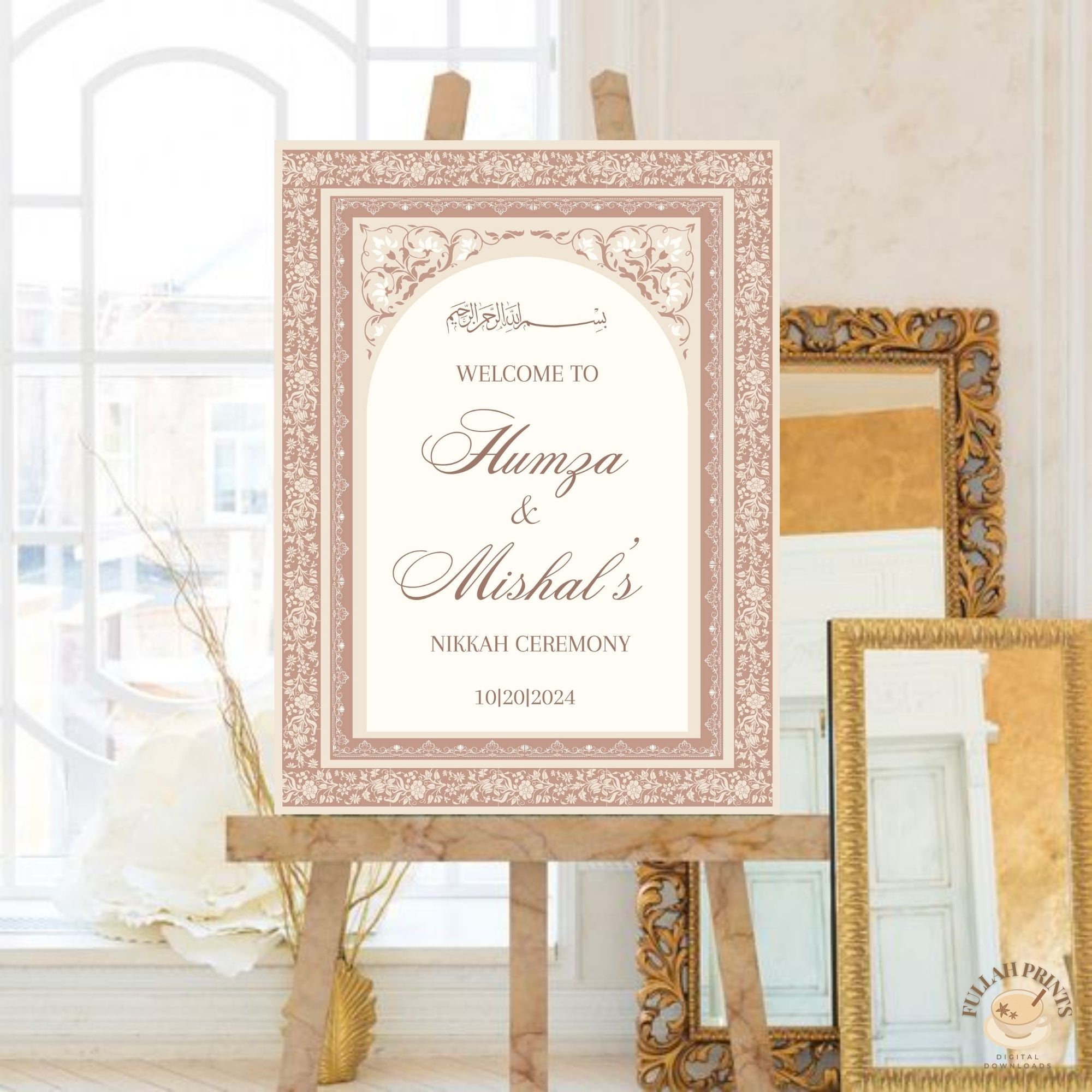 Elegant and Luxurious Nikkah Welcome Sign, Neutral Nikkah Sign, Nikkah ...