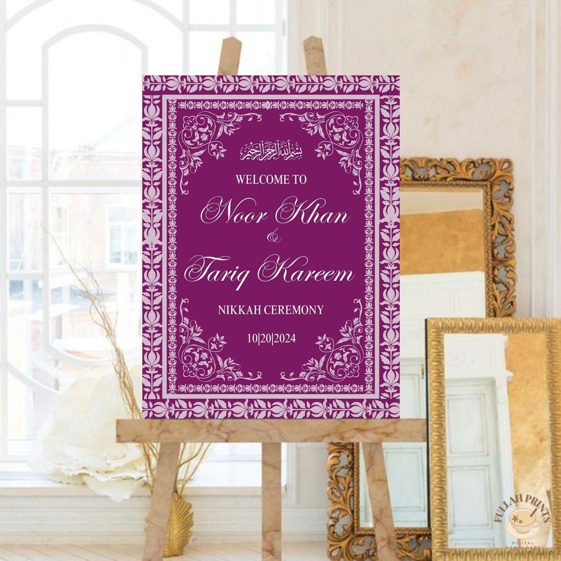 Purple Elegant Nikkah Welcome Sign, Dark Purple Nikkah Sign, Nikkah ...