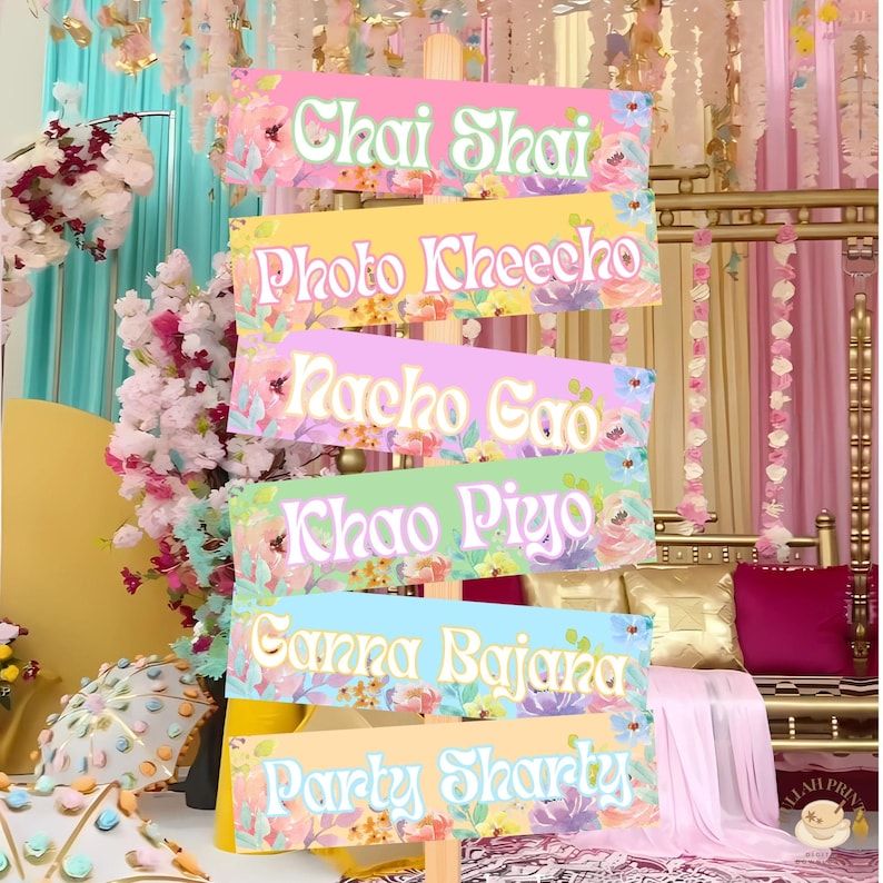 Floral Mehndi Arrow Signs: Fun Desi Decor (digital Download) - Etsy
