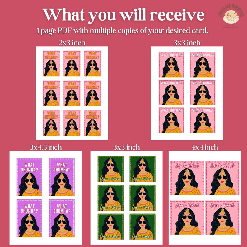Jhumka Earring Favor Cards: Mehndi Bazaar Decor (digital Download) - Etsy