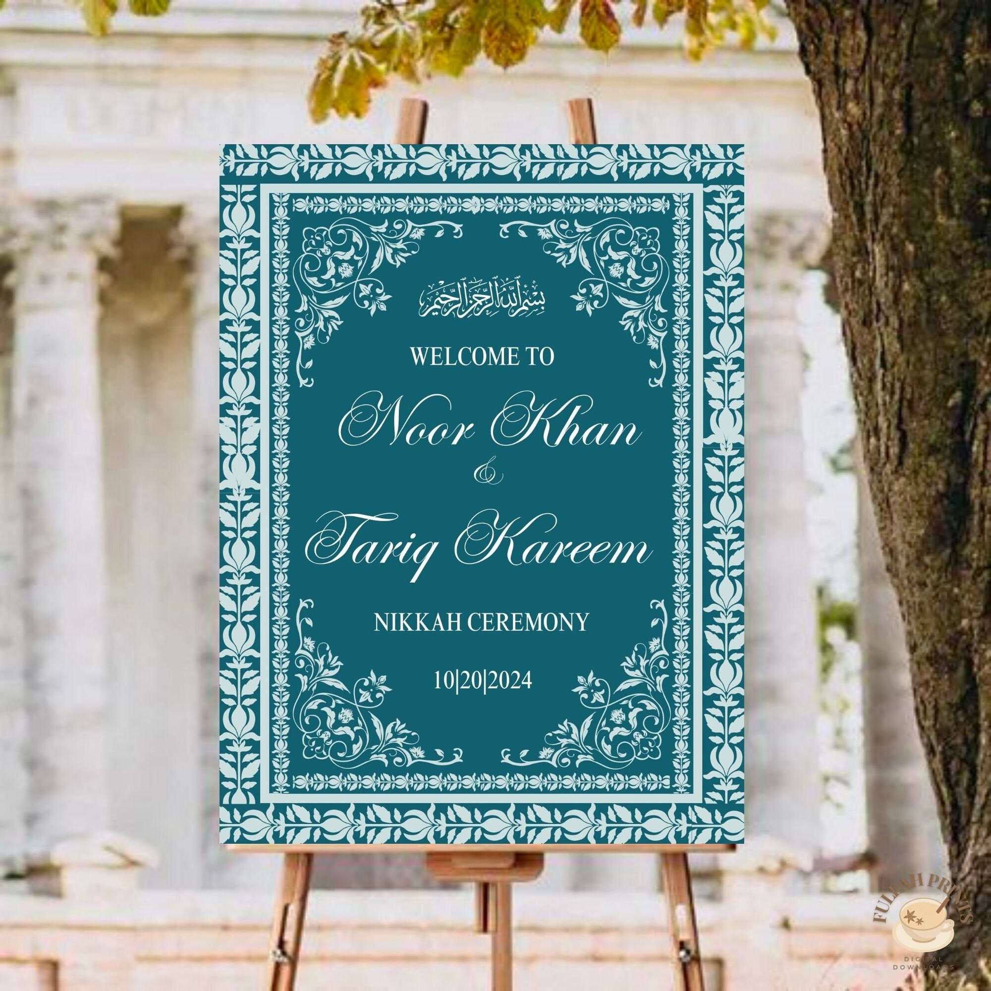 Turquoise Nikkah Welcome Sign: Elegant Islamic Wedding (printable File ...