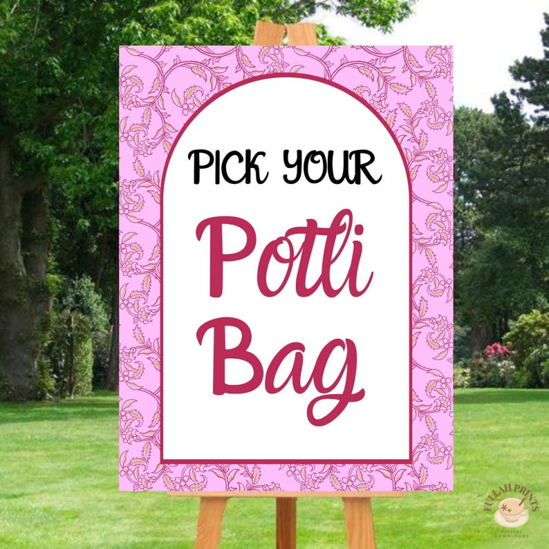 Pick Your Potli Bag Station Sign: Mehndi/dholki Table Decor (digital ...