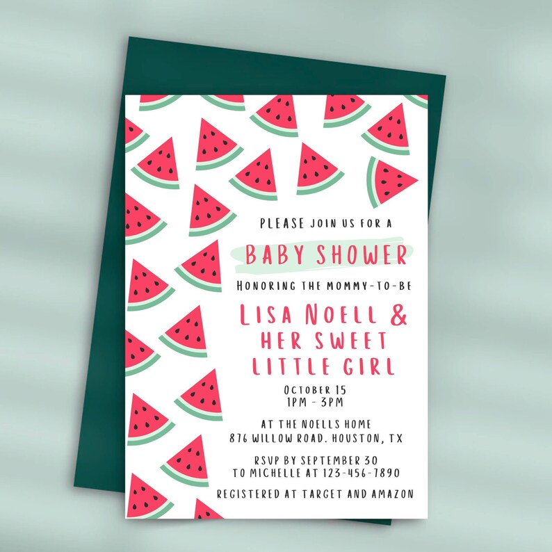 Watermelon Baby Shower Invitation, Baby Shower Invite, Fruit Baby ...