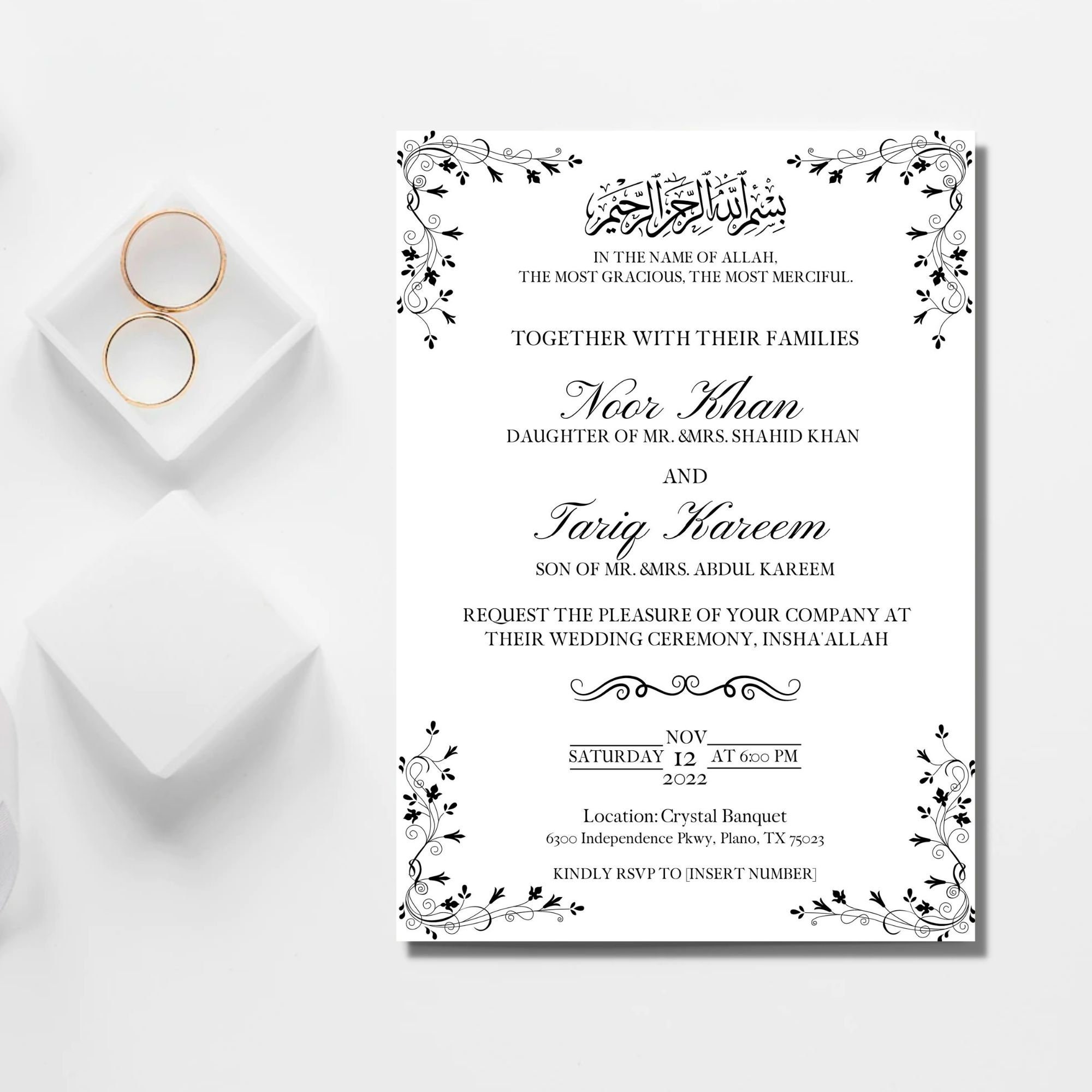 Islamic Wedding Invitation, Modern Islamic Wedding Invitation Template ...